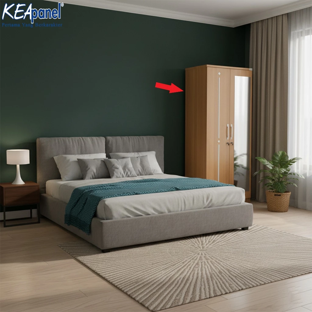 Kea Panel – Lemari Pakaian Baju 2 Pintu Cermin Modern Multifungsi ...